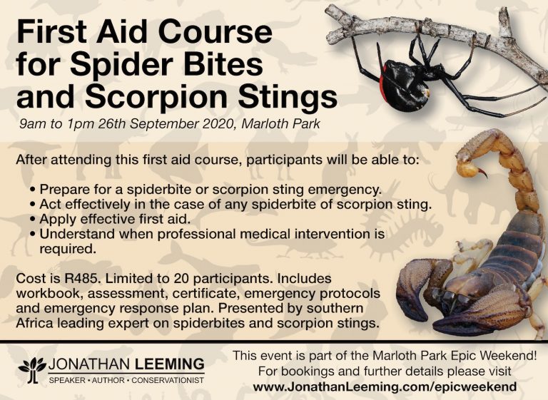Spiderbite And Scorpion Sting First Aid Course | www.JonathanLeeming.com